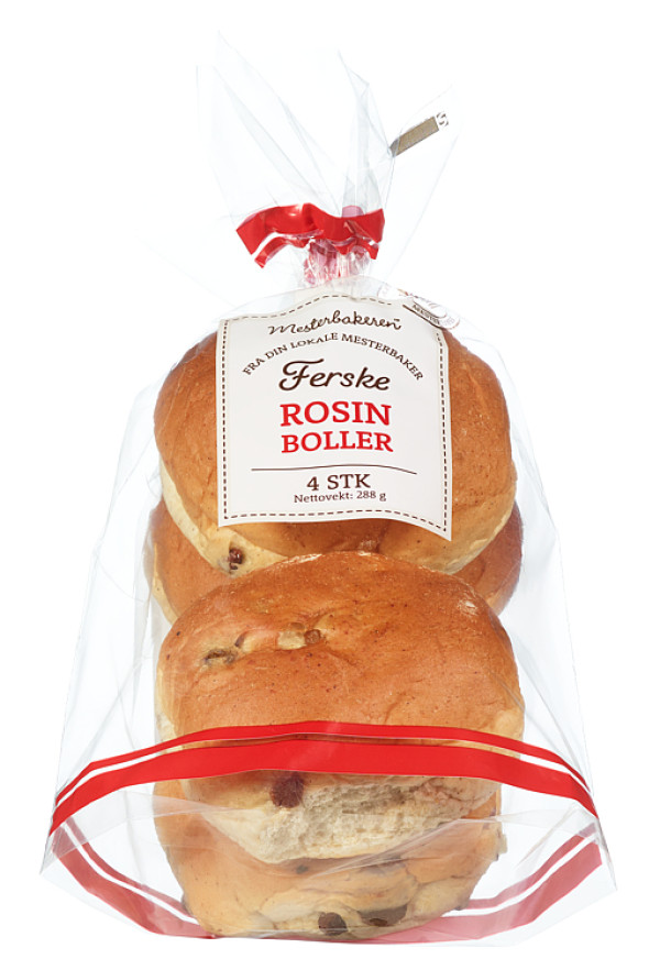 Mesterbakeren | Rosinboller 4 pk